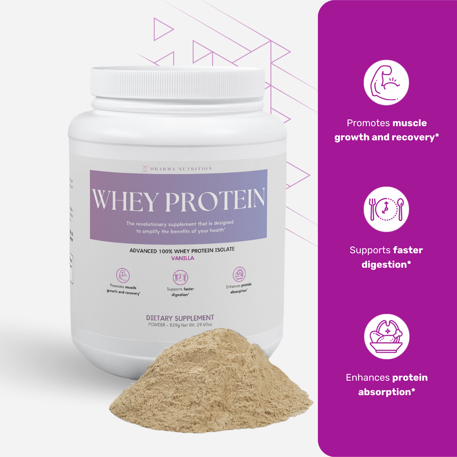 Vanilla - Whey Protein Isolate Advanced 100% – Dharma Nutrition Clinic
